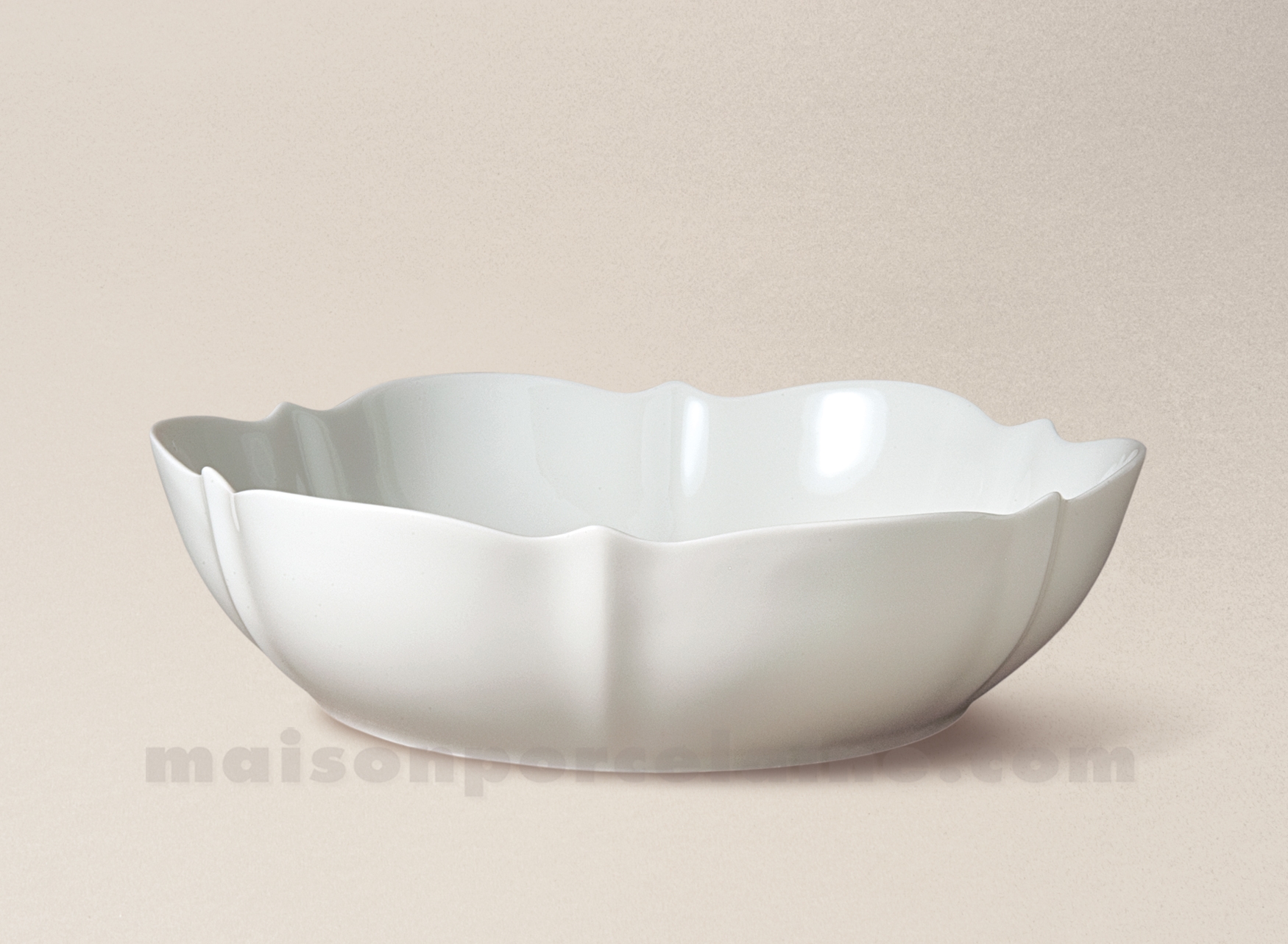COUPELLE LOBES LIMOGES PORCELAINE BLANCHE GM D21 - Maison de la Porcelaine
